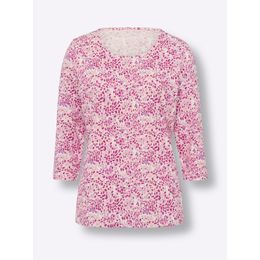 WITT Damen 3/4-Arm-Shirt aus reiner Baumwolle, ecru-orchidee-bedruckt, Gr&ouml;&szlig;e 44