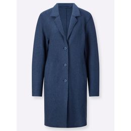 WITT Damen Kurzmantel aus Viskose und Wolle, jeansblau, Gr&ouml;&szlig;e 44