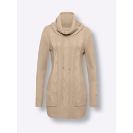 WITT Damen Longpullover mit aufgesetzten Taschen, beige, Gr&ouml;&szlig;e 52