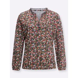 WITT Damen Langarmshirt aus reiner Baumwolle, grapefruit-oliv-bedruckt, Gr&ouml;&szlig;e 44
