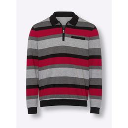 WITT Herren Sweatshirt im Ringel-Dessin, schwarz-rot-geringelt, Gr&ouml;&szlig;e 44/46