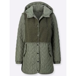 WITT Damen Steppjacke mit Teddy-Fleece, khaki, Gr&ouml;&szlig;e 40