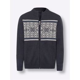WITT Herren Strickjacke mit Norweger-Muster, marine-steingrau-meliert, Gr&ouml;&szlig;e 56