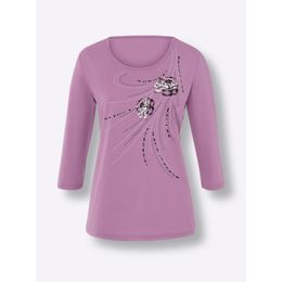 WITT Damen T-Shirt mit platziertem Bl&uuml;ten-Print, orchidee, Gr&ouml;&szlig;e 50