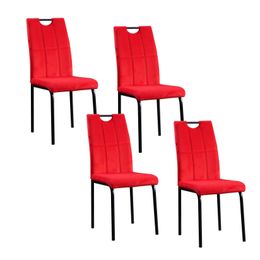 HTI-Living Esszimmerstuhl Denton Samt Rot 4er-Set