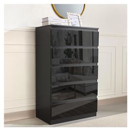 HTI-Living Sideboard Kenji 5 Schubladen Hochglanz Schwarz