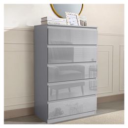HTI-Living Sideboard Kenji 5 Schubladen Hochglanz Grau