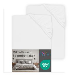 NYVI Spannbettlaken DreamScience Mikroflausch - Kuschelweiches & Wärmendes Bettlaken Spannbetttuch Farbe:weiß;Größe:180 - 200x220 + 40 cm Boxspringbett (2er Pack)