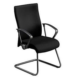 Nowy Styl Freischwinger NowyStyl Neo CF, ergonomisch, mit Armlehnen, Sitz- und Rückenpolsterung, Stahl/Polster, B 480 x T 450 x H 465 mm, schwarz-schwarz