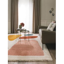 benuta Pop Hochflor Shaggyteppich Louise Cream/Rosa 120x170 cm - Hochflor Teppich f&uuml;r Wohnzimmer