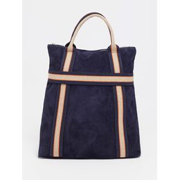Abaco Leder-Rucksack "Gao" in Dunkelblau/ Beige - (B)37,5 x (H)9 x (T)37 cm - 56% | Damen-taschen