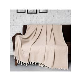 Colourful Cotton Plaid "Trendy" in Beige - 70% | Größe 170x230 cm | Decken