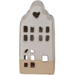Clayre & Eef Clayre & Eef Teelichthalter "Haus" in Creme/ Beige - (B)7 x (H)14 x (T)6 cm - 23% | Kerzen-vasen