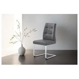 Esszimmerstuhl ByLiving "Marlen XXL", grau (vintage anthrazit, verchromt), B:47cm H:96cm T:62cm, Stühle, bis zu 150 kg belastbar, Vintage-Bezug, Freischwinger