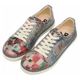 Sneaker DOGO "Classic Schnürsneaker Mini Mosaic Damen Sneaker", Damen, Gr. 38, Normalschaft, bunt (mehrfarbig), Lederimitat, Schuhe Skaterschuh Schnürschuh Sneaker low, Handgefertigt