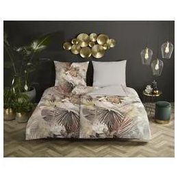 Wendebettwäsche Descanso "Pippa", beige (sand), B/L: 135cm x 200cm, 1 Stk., 1 Stk., Satin (Bio-Baumwolle), B/L: 80cm x 80cm, 2 Stk., Satin (Bio-Baumwolle), Obermaterial: 100% Baumwolle, Bettwäsche, Baumwolle, Mako Satin, 135x200, Biese, Reißverschluss, Wende, Sand