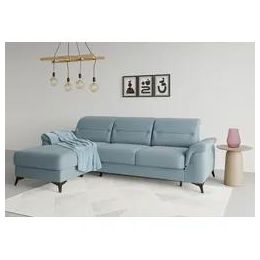 Sit & More Ecksofa SIT & MORE "Sinatra L-Form", blau (hellblau), B:258cm H:85cm T:170cm, 90% Polyester, 10% Polyamid, Sofas, mit Recamiere, optional mit Kopfteilverstellung und Armteilfunktion