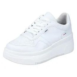 Plateausneaker Rieker, Damen, Gr. 40, weiß, Lederimitat, Schuhe, mit loser Einlage, Freizeitschuh, Halbschuh, Schnürschuh
