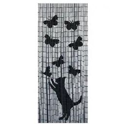 T&uuml;rvorhang Maximex "Modell Katze und Schmetterling", schwarz, B:90cm H:200cm, Bambus, Gardinen, Insekten- und Sichtschutz aus Bambus, f&uuml;r Balkon oder Terrasse