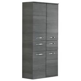 Midischrank SAPHIR "Quickset Badschrank 60 cm breit, 141 cm hoch mit 4 Türen", grau (graphit struktur, graphit struktur), B:60cm H:141cm T:33cm, Spanplatte, Schränke, Badezimmer-Midischrank inkl. Türdämpfer, Griffe in Chrom glänzend