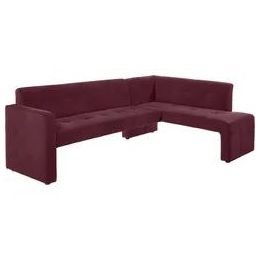 Essbank exxpo - SOFA FASHION "Barista, bequem und elegant, hohe Bodenfreiheit", rot (burgundy), B:157cm H:82cm T:245cm, Luxus-Microfaser (100% Polyester), Sitzbänke, Eckbank Barista bequem und elegant, hochwertige Detailverarbeitung