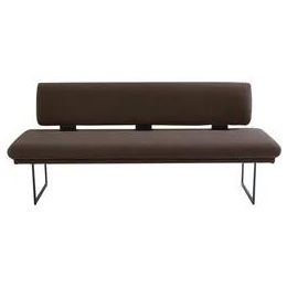 K+w Komfort & Wohnen Polsterbank K+W KOMFORT & WOHNEN "Longbeach", braun (dunkelbraun), B:204cm H:89cm T:71cm, Sitzbänke, mit Metallkufen in schwarz Struktur, in der Breite 204cm oder 224cm