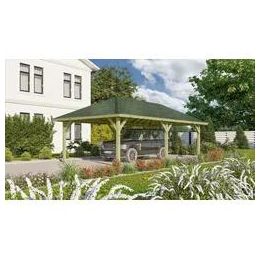 Pavillon Karibu "Kirn 3", grün, B/H/T: 431cm x 315cm x 778cm, Pavillons, BxTxH: 431x778x315 cm, mit H-Pfostenanker