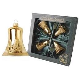 Christbaumschmuck KREBS GLAS LAUSCHA "Glocken, Weihnachtsdeko, Christbaumschmuck", gold (goldfarben), H:7cm, Glas, Weihnachtsbaumschmuck, mundgeblasen, goldfarben