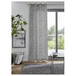 Vorhang my home "FLOWER", grau, B:135cm H:235cm, Polyester, Gardinen, Maß: 135 x 235cm, monochrom, in verschiedenen Farben erhältlich