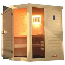 Sauna Weka "Laukkala", beige (natur), Bio-Ofen, externe Steuerung, 7,5 kW, Saunen, 7,5 kW Bio-Ofen mit digitaler Steuerung