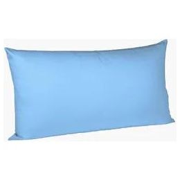 Kissenbezug Fleuresse "Colours Mako Satin, 100% Baumwolle, mit Reißverschluss", blau (mittelblau), B:40cm L:80cm, Mako-Satin, Mako-Satin, Kissenbezüge, Mako Satin, glänzend, glatt, Premium Qualität