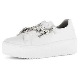 Plateausneaker Gabor, Damen, Gr. 41, weiß, Kalbsleder, unifarben, Schuhe, Freizeitschuh, Halbschuh, Schnürschu mit Best Fitting-Ausstattung