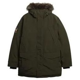 Parka Superdry "EVEREST FAUX FUR PARKA JACKET", Herren, Gr. XL, grün (army khaki grün), Web, Obermaterial: 100% Polyester, unifarben, loose fit, Jacken