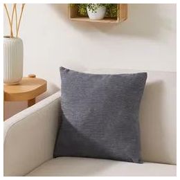 Dekokissen ANDIAMO "Cord Kissen Emy, Kissenhülle mit Füllung", grau (dunkelgrau, cord unifarben), B:40cm H:12cm L:40cm, Polyester, Dekokissen_Sitzkissen_Kissenhüllen, Sofakissen, eckig, 40x40 oder 30x50 cm, auch als 4er Set erhältlich