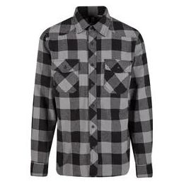 Langarmhemd BRANDIT "Brandit Herren Checked Shirt", Herren, Gr. XXL, US-Größen, schwarz (schwarz, charcoal), 100% Baumwolle, normal, Hemden