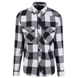 Langarmhemd BRANDIT "Brandit Herren Checked Shirt", Herren, Gr. L, US-Größen, schwarz-weiß (weiß, schwarz), 100% Baumwolle, normal, Hemden