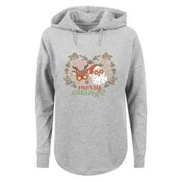 Kapuzenpullover F4NT4STIC "Weihnachten Hippie Santa And Reindeer", Damen, Gr. XL, grau, Obermaterial: 100% Baumwolle, oversize, Pullover, Premium Qualität, Weihnachts-Kollection