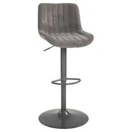 Barhocker Duo Collection "Kelly", grau (kieselgrau), B:46cm H:112cm T:51cm, Hocker, inkl. Rückenlehne und Fußstütze, höhenverstellbar, 360 drehbar