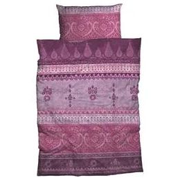 Bettwäsche CASATEX "Indi", lila (winterberry), B/L: 200cm x 220cm, 1 Stk., 2 Stk., Biber, B/L: 40cm x 80cm & 40cm x 80cm, 3 Stk., Biber, Obermaterial: 100% Baumwolle, Bettwäsche, romantisch, orientalisch, weich und gemütlich