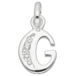 Namenskette ADELIA ́S "Halskette - Namenskette mit Buchstabenanhänger G mit Zirkonia", silber, Halsketten, Damen, Silber 925 (Sterlingsilber), Schmuckset mit bis 45 cm stufenlos verstellbarer 925 Silber Halskette