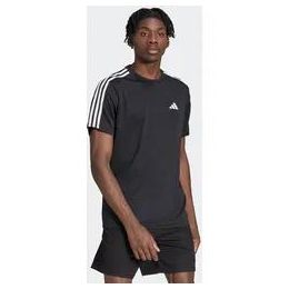 T-Shirt Adidas PERFORMANCE "TR-ES BASE 3S T", Herren, Gr. L, schwarz-weiß (schwarz, weiß), Obermaterial: 100% Polyester, clean, normal, Rundhals, Shirts
