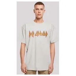 T-Shirt F4NT4STIC "Def Leppard Shatter Logo", Herren, Gr. XS, grau (lightasphalt), Obermaterial: 100% Baumwolle, oversize, Rundhals, ohne Bündchen, Shirts, Premium Qualität