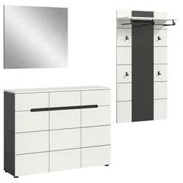 Garderoben-Set Inosign "REHAT, TOPSELLER, 3-teilig, Breite 215 cm, individuell erweiterbar", basalt grau nb, weiß nb, Kastenmöbel-Sets, Garderobenkombination, Kombination, Set, Flurgarderobe, Diele