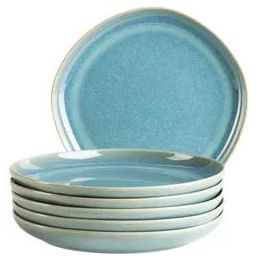 Mäser Dessertteller MÄSER "Cordelia, Teller-Set aus Steinzeug", grün, H:1cm Ø:22cm, Steinzeug, Speiseteller, Geschirr-Set