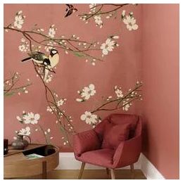 Fototapete Art for the home "Vögel & Blüten", rosa, H:2,8m L:2,8m, Vlies, Tapeten, Design Tapeten