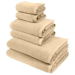 Handtuch Set Bruno Banani "Lana, Handtuch-Set in Premium Qualität 600g/m2", beige, 6 Stk., Frottier, Obermaterial: 100% Baumwolle, Handtuch-Sets, hochwertig, weich, flauschige Qualität, 5 Jahre Garantie