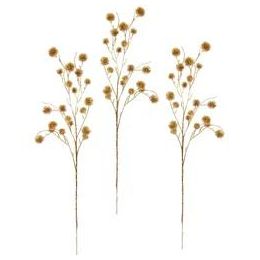 Kunstblume I.GE.A. "Distel", gold (goldfarben), B:18cm H:100cm L:6cm, Obermaterial: 100% Kunststoff, Kunstpflanzen, Künstlicher Mini Distelzweig, gold Metallic, 3er Set
