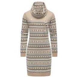 Sweatkleid Ragwear "Chlloe Jacquard YOUMODO", Damen, Gr. XS (34), Normalgr&ouml;&szlig;en, beige, Material: 70% Baumwolle, 30% Polyester, figurumspielend ca. Mitte Oberschenkel, hoch geschlossener Ausschnitt, &Auml;rmel ohne &Auml;rmelschlitz B&uuml;ndchen, Kleider Sweatkleid, stylisches Langarmkleid mit verspieltem Print
