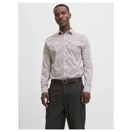 Jack & Jones Langarmhemd JACK & JONES "JPRBLABLACKPOOL STRETCH AOP LS SHIRT SN", Herren, Gr. XXL, N-Gr, weiß, Web, Obermaterial: 96% Baumwolle, 4% Elasthan, slim fit, Hemden