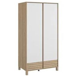 Kleiderschrank GAMI "Achille Kleiderschrank mit 2 Türen", eiche blond, weiß, B:101cm H:194cm T:58cm, Spanplatte, Schränke, Voll ausgestatteter Kleiderschrank mit Kleiderstangen und Einlegeböden